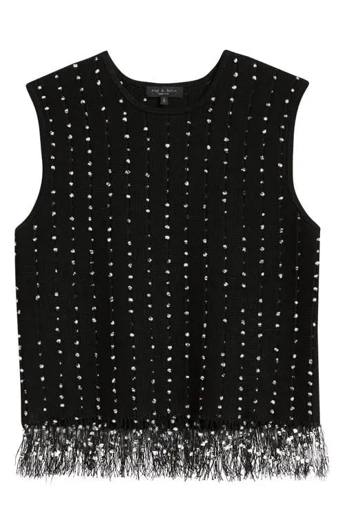 Rag & Bone James Fringe Hem Sweater Tank - Black