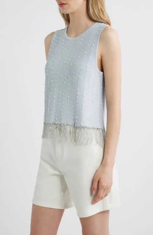 Rag & Bone James Fringe Hem Sweater Tank - Light Blue