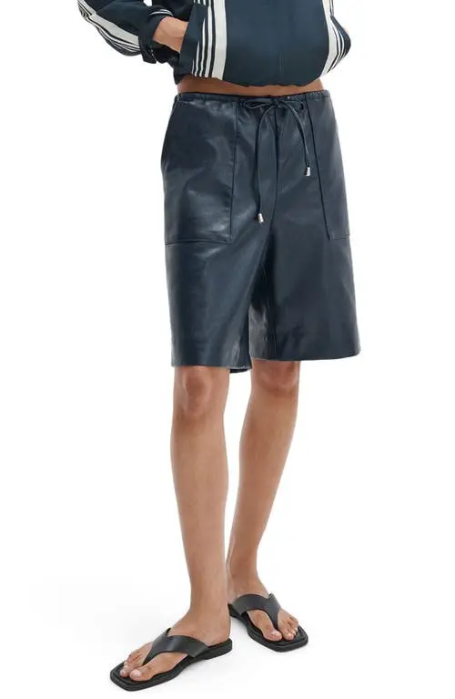 Rag & Bone Claire Faux Leather Shorts - Navy