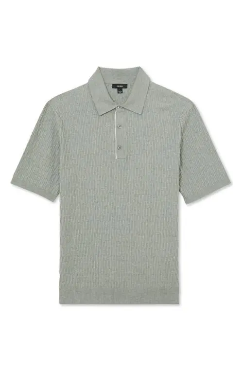 REISS Era Basket Weave Knit Polo Sweater - Soft Sage