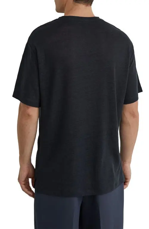 REISS Langley Linen T-shirt - Navy