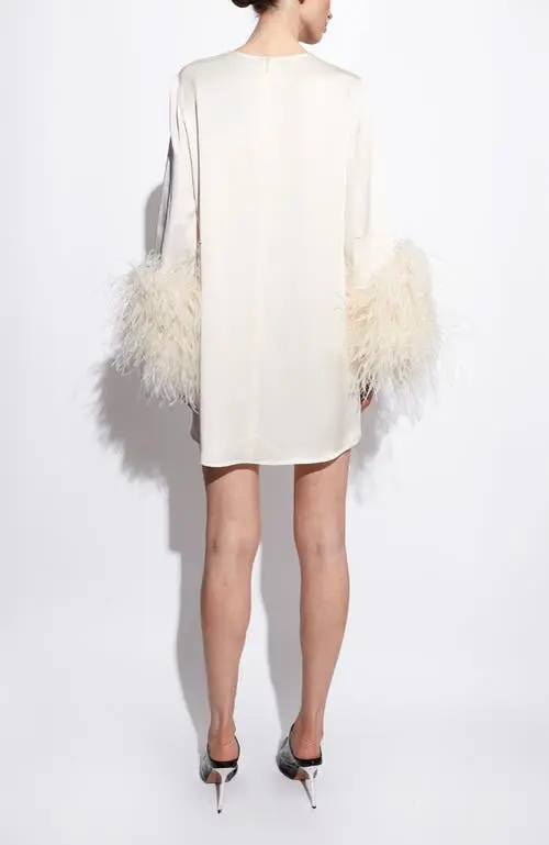 Lapointe Feather Trimmed Satin Mini Dress