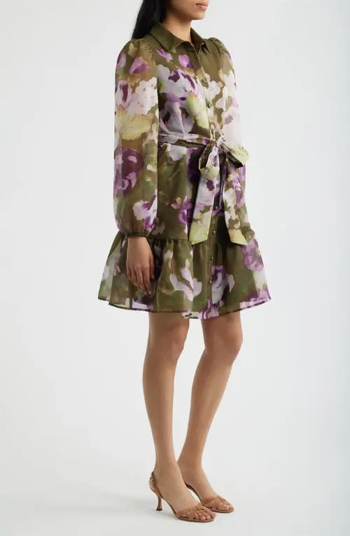 Anne Klein Tiered Chiffon Shirt Dress