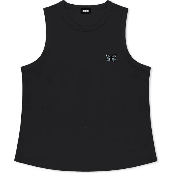 DALIX Butterfly Cotton Jersey Tank - Black