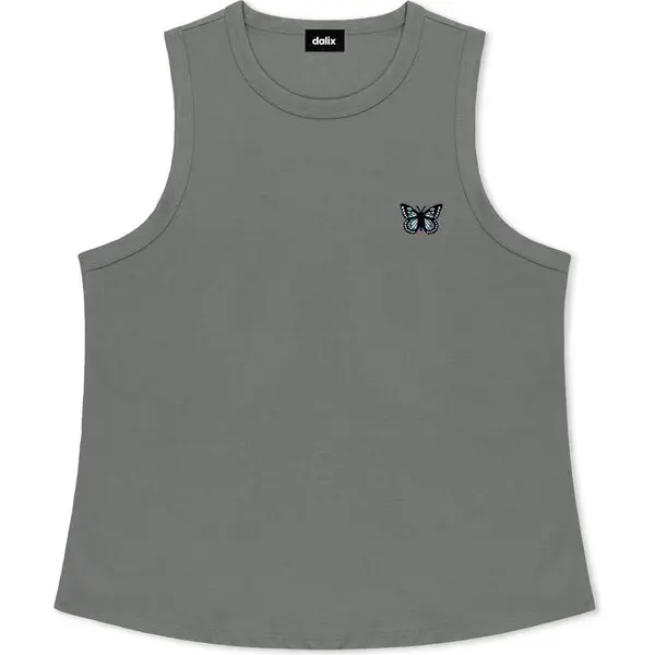 DALIX Butterfly Cotton Jersey Tank - Shadow
