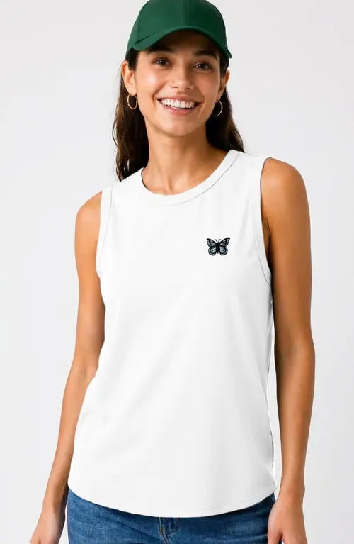 DALIX Butterfly Cotton Jersey Tank - White