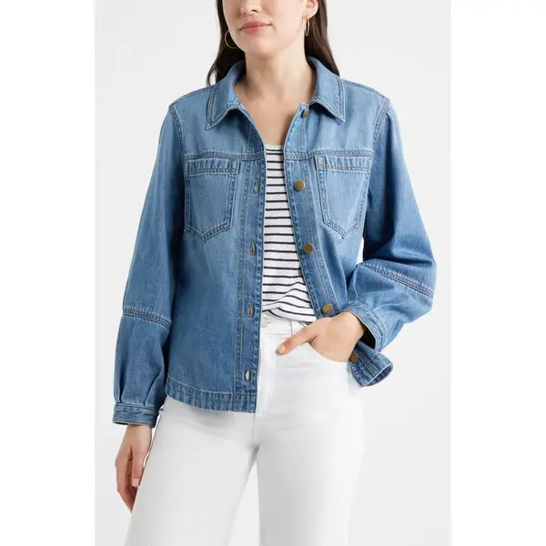 Caslon Balloon Sleeve Denim Jacket