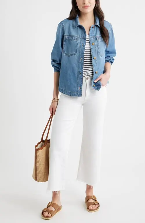 Caslon Balloon Sleeve Denim Jacket