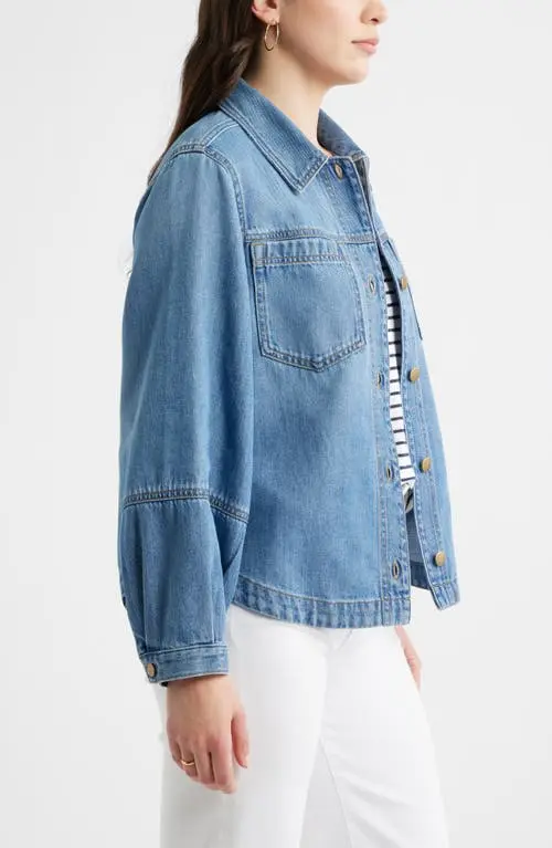 Caslon Balloon Sleeve Denim Jacket