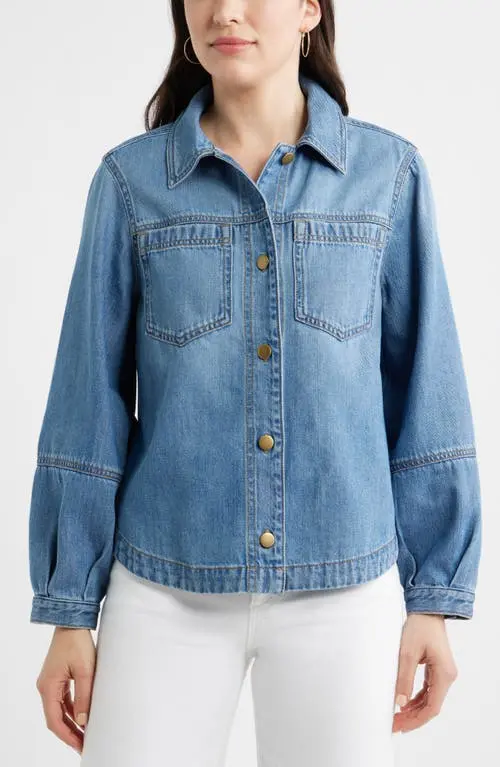 Caslon Balloon Sleeve Denim Jacket