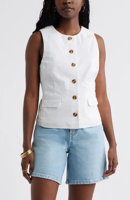 Caslon Front Button Vest - White