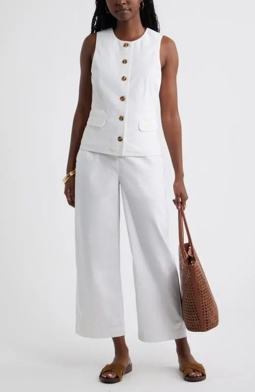 Caslon Front Button Vest - White