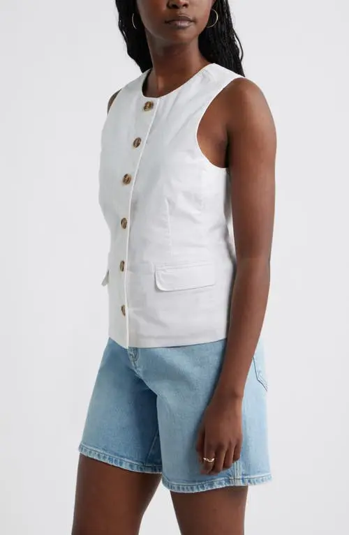 Caslon Front Button Vest - White