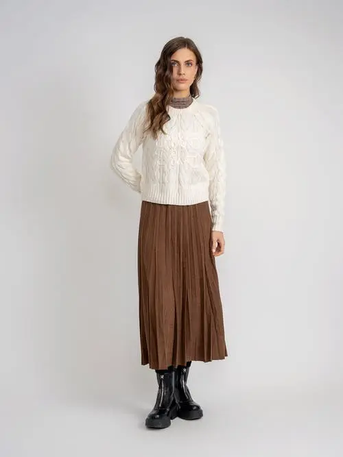 ASPECT Cable Knit Sweater With Artwork - Off White