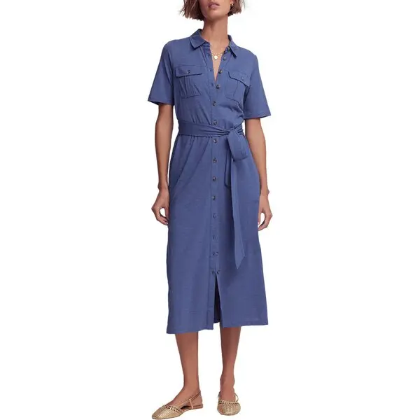 Boden Mavis Cotton Blend Shirtdress - Denim Blue