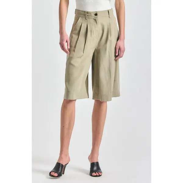 Derek Lam 10 Crosby Maddox Pleat Front Bermuda Shorts - Silver Sage