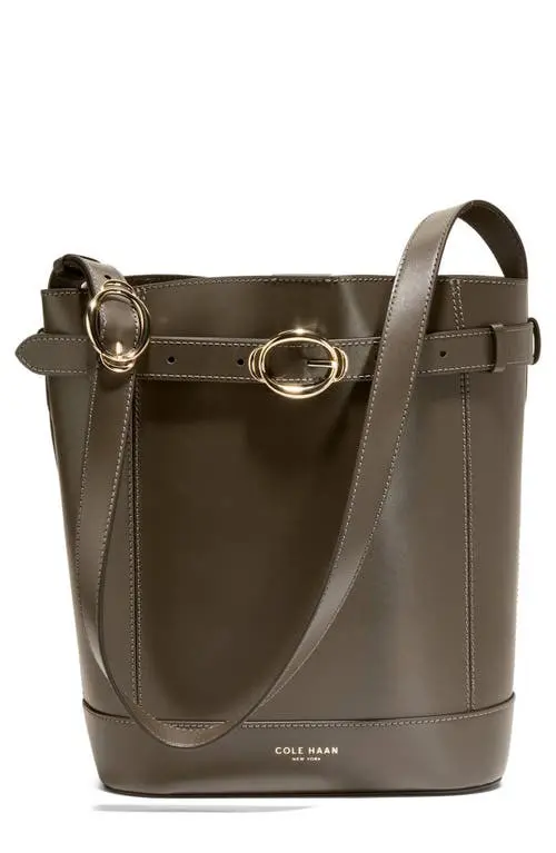 Cole Haan Alexandria Leather Bucket Bag - Deep Olive