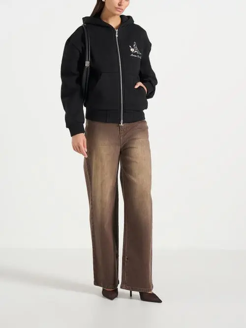 Manière De Voir Floral Eiffel Zip Hoodie - Black