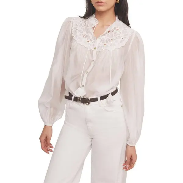 Mint Velvet Floral Cutwork Detail Blouse - Ivory