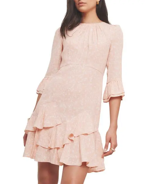 Mint Velvet Floral Print Ruffled Mini Dress
