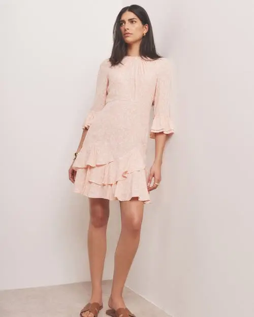 Mint Velvet Floral Print Ruffled Mini Dress