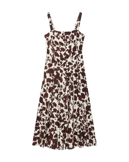 Mint Velvet Linen Blend Printed Midi Dress