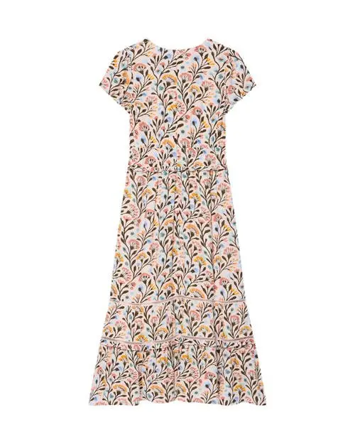 Mint Velvet Floral Print V-neck Midi Dress - Orange