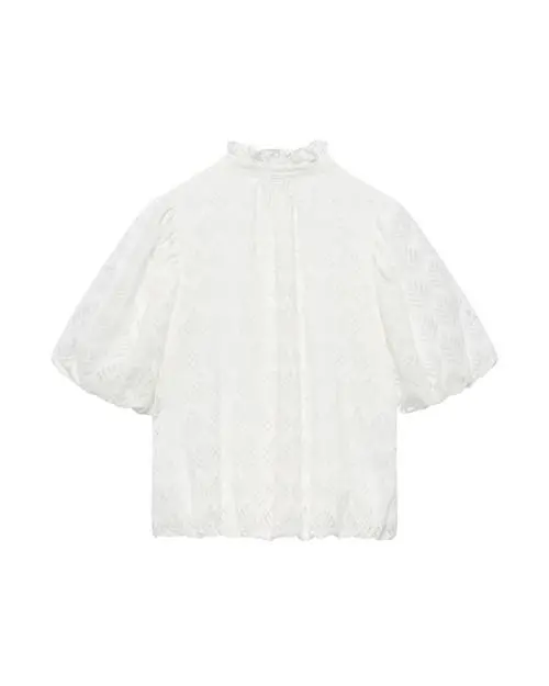 Mint Velvet Jacquard Ruffle Blouse
