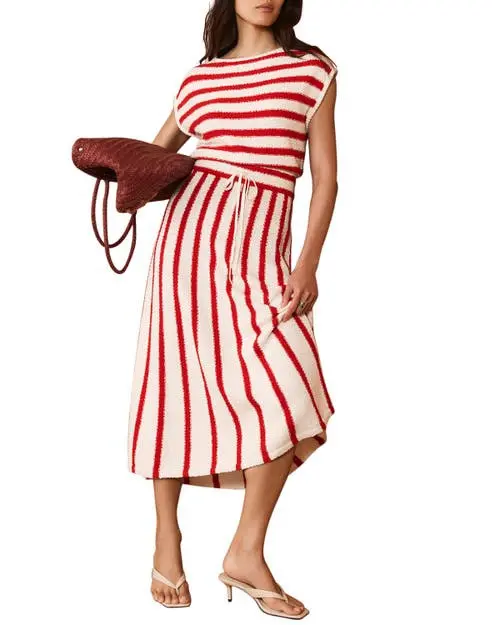 Mint Velvet Striped Knit Midi Dress