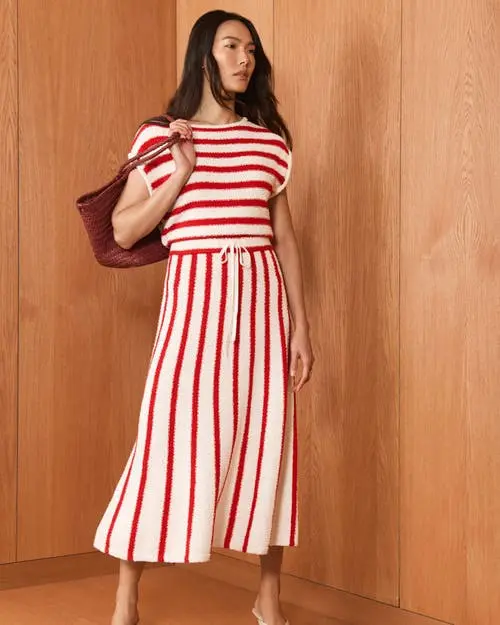 Mint Velvet Striped Knit Midi Dress