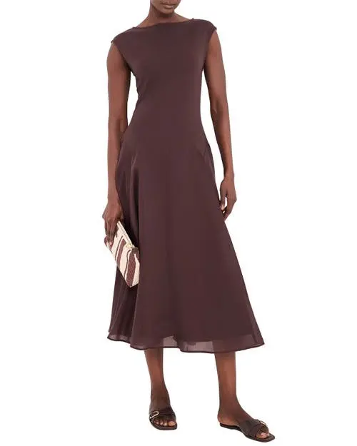 Mint Velvet Sleeveless Midi Dress - Brown