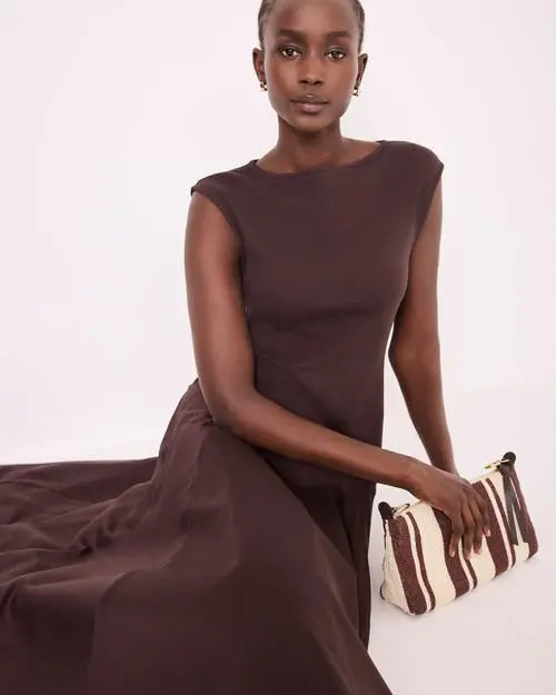Mint Velvet Sleeveless Midi Dress With Slash Neckline