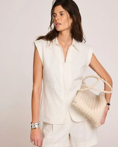 Mint Velvet Linen Sleeveless Collared Shirt