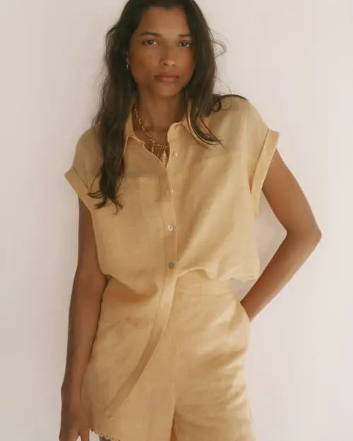 Mint Velvet Linen Blend Sheer Panel Shirt