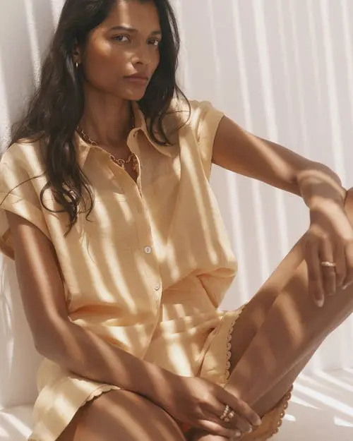 Mint Velvet Linen Blend Sheer Panel Shirt
