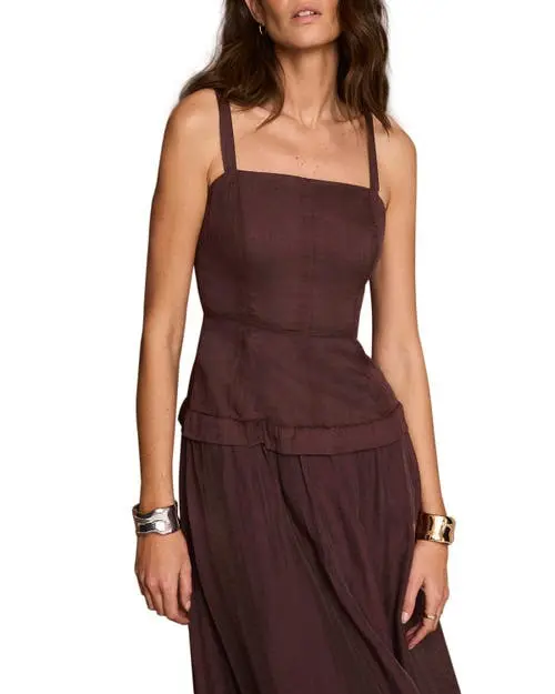 Mint Velvet Ramie Drop Waist Midi Dress