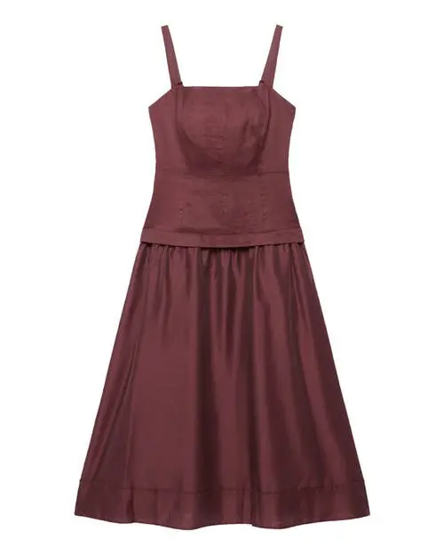 Mint Velvet Ramie Drop Waist Midi Dress