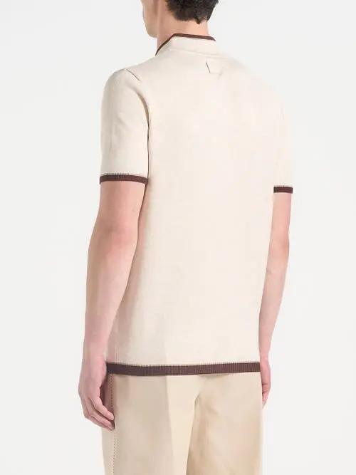 Manière De Voir Clement Crew Neck Zip Polo Shirt - Cream
