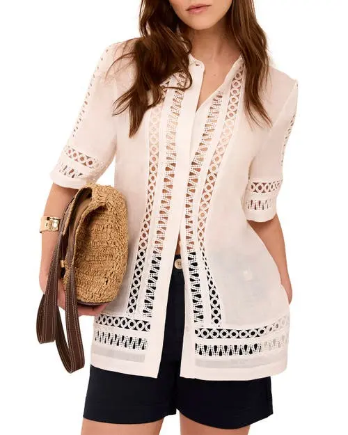 Mint Velvet Ramie Resort Shirt - Ivory