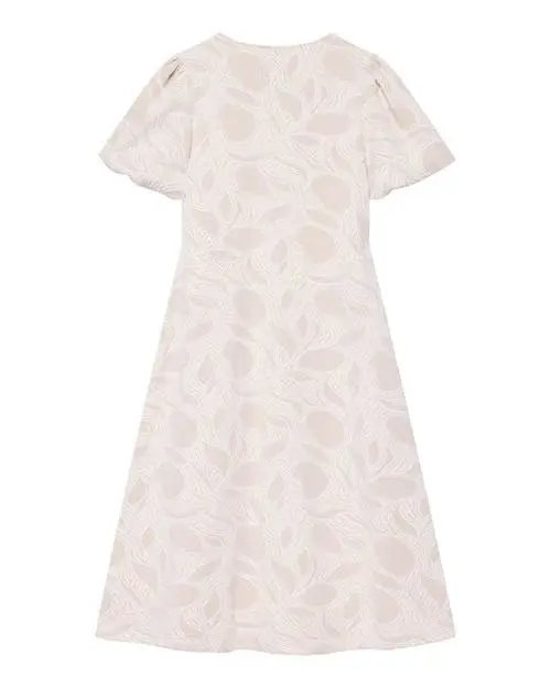 Mint Velvet Jacquard Puff Sleeve Midi Dress