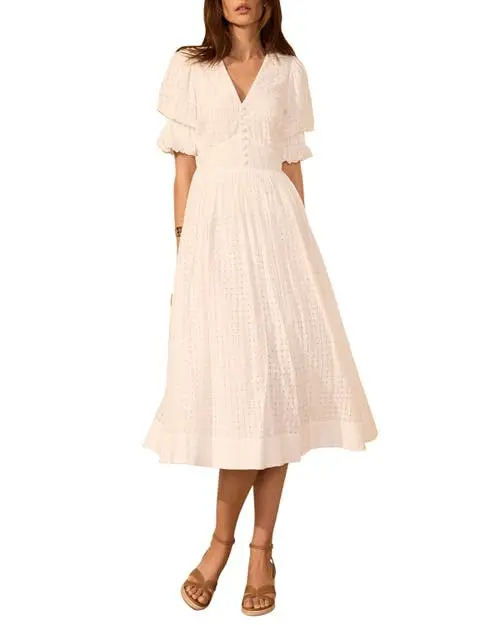 Mint Velvet Checked Midi Dress - Ivory