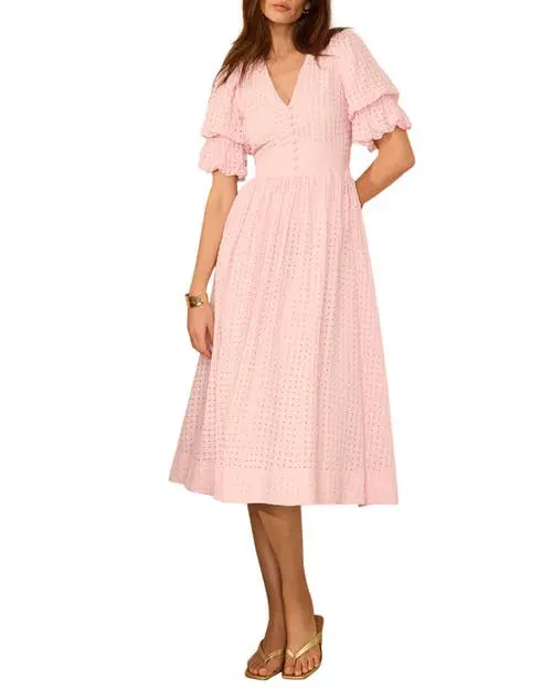 Mint Velvet Checked Midi Dress - Pink