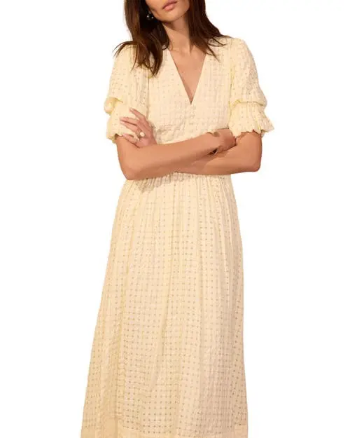 Mint Velvet Seersucker Checked Midi Dress - Yellow