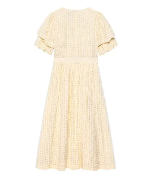 Mint Velvet Seersucker Checked Midi Dress - Yellow
