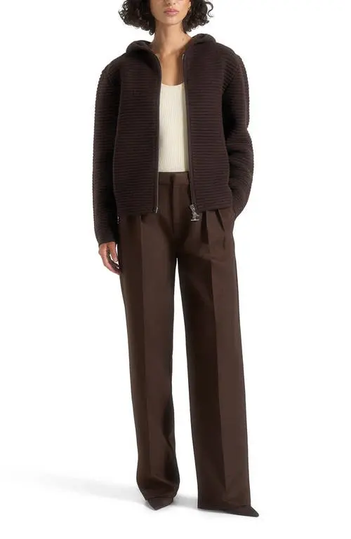Manière De Voir Ribbed Knit Zip Hoodie - Brown