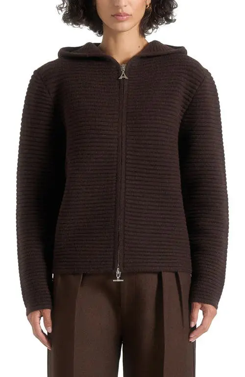 Manière De Voir Ribbed Knit Zip Hoodie