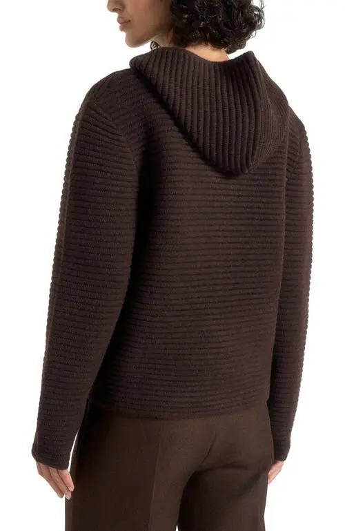Manière De Voir Ribbed Knit Zip Hoodie