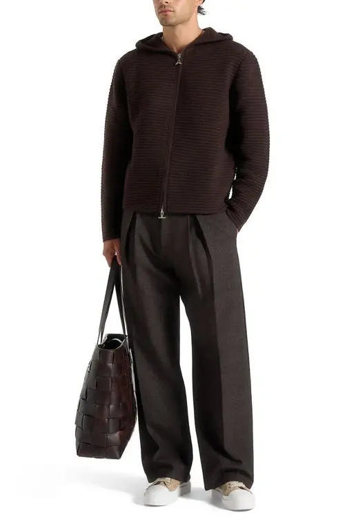 Manière De Voir Ribbed Knit Zip Hoodie