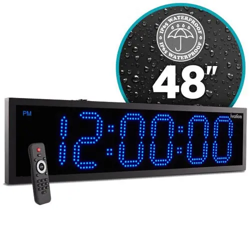 IVATION 48 Waterproof Outdoor Digital Led Clock With Auto Time Sync