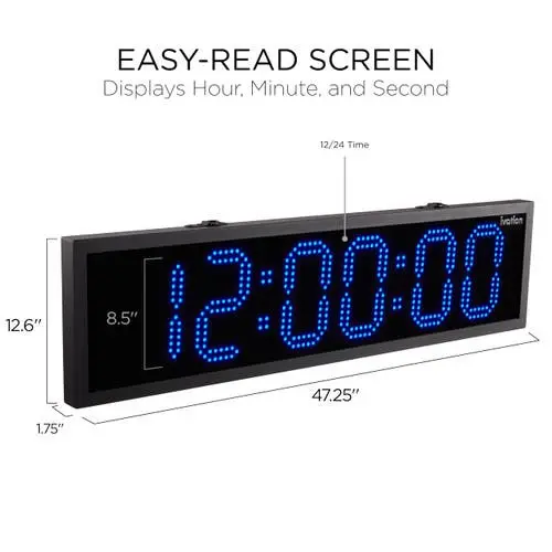 IVATION 48 Waterproof Outdoor Digital Led Clock With Auto Time Sync